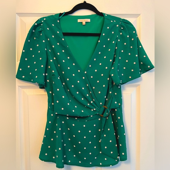 Tops Emerald Green Polka Dot Blouse Poshmark